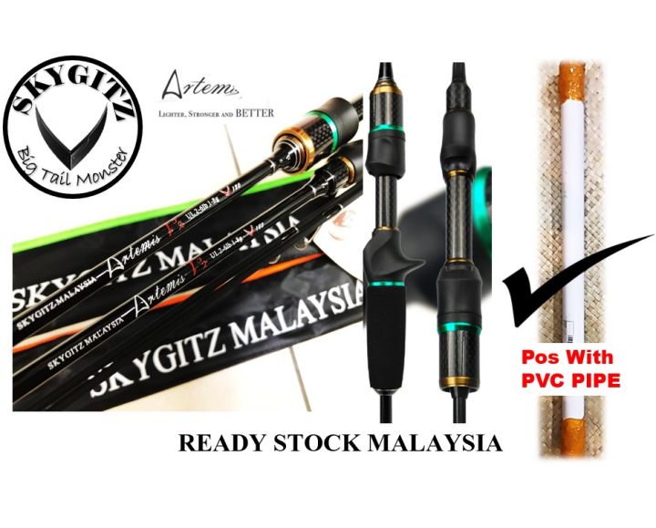 SKYGITZ MALAYSIA Artemis v2 1.8m UL Fishing Rod Solid Tip Micro-jigging ...