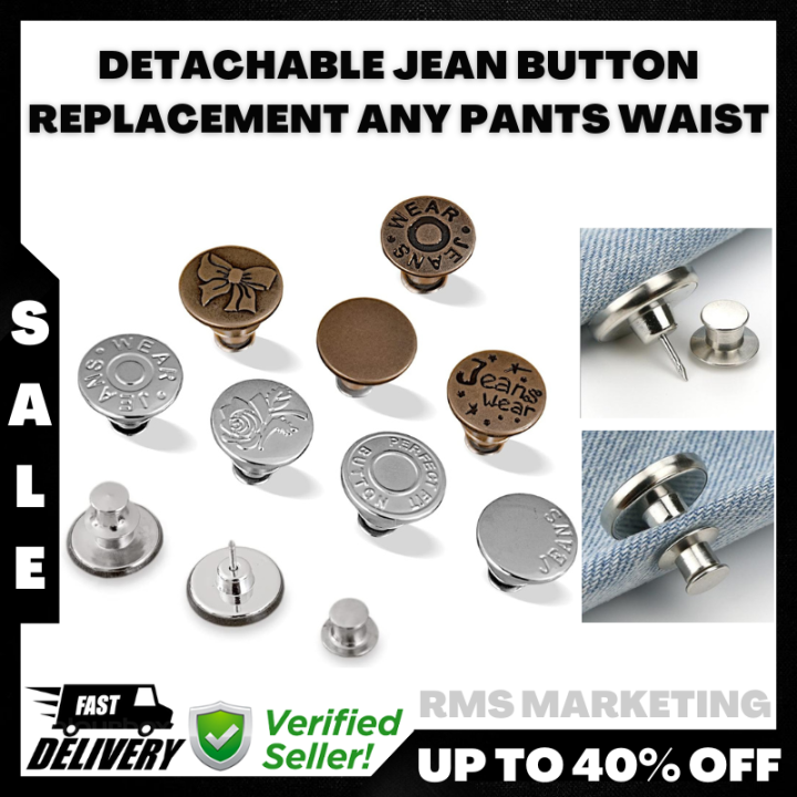 Detachable Jean Button Replacement |Perfect Fit Jean Button Replacement | No Sew Instant Extend ...