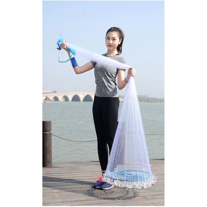 Jaring Pancing Ikan Lempar Fishing Throw Net Cage Ukuran 4.2 Meter ...