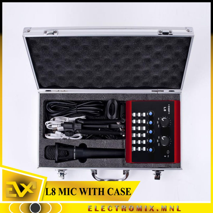 ELECTROMIX New L8 Sound Card Audio Interface External USB Live Broadcast Microphone Sound Card ...