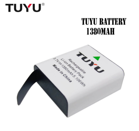 Tuyu 1380mah Battery for Action Camera (SJCAM, Akaso, Lazytech, Eken ...