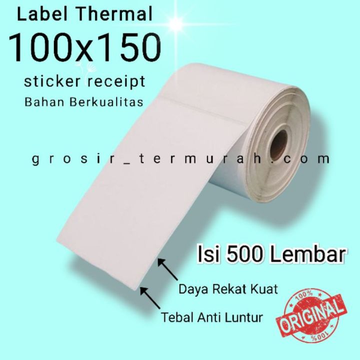 Kertas Label Thermal 100x150 mm isi 500 Pcs/ Label thermal barcode Roll ...