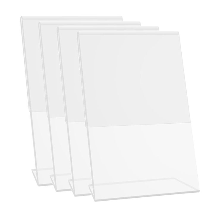 (HTQK) 5x7In, 4 Pack Clear Plastic Sign Holder with Hidden Slanted Back ...