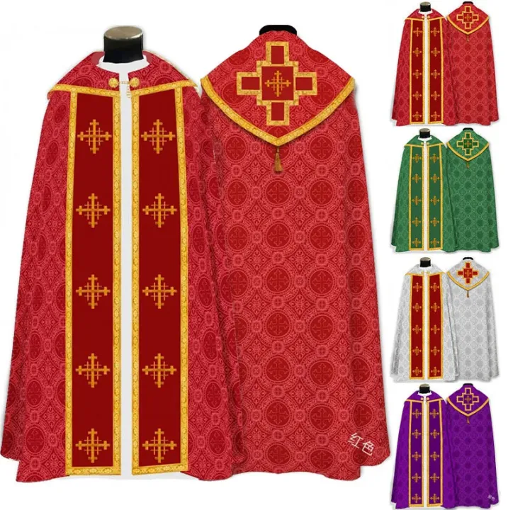 Unisex Church Catholic Vestments Cape Cloak Priest Celebrant Chasuble ...