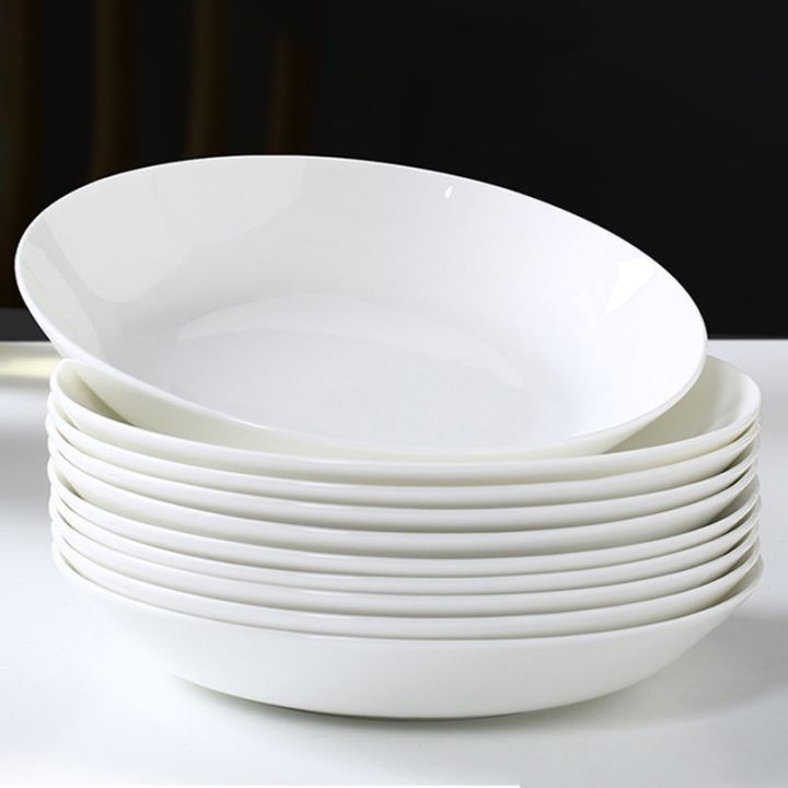 [Free ship] Dishes dishes household white bone china deep-mouthed ...