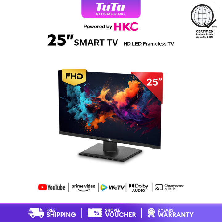 Tutu 25 inch smart TV FHD LED frameless monitor TV 1080p-YouTube, Prime ...