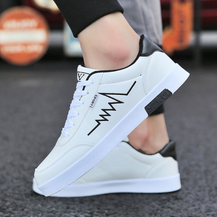 Men shoes Wave pattern white shoes sneaker sports shoes for men | Lazada PH