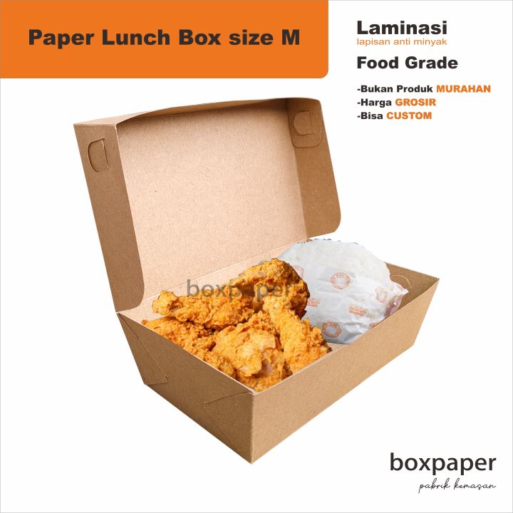 Paper Lunch Box size M Lamina(isi 100pcs) si Dus Kemasan Makanan Nasi ...
