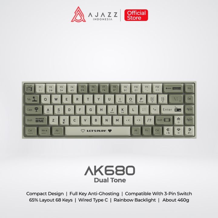 Ajazz AK680 AK-680 Dual Tone Wired Gaming Mechanical Keyboard Rainbow LED Backlight | Lazada ...