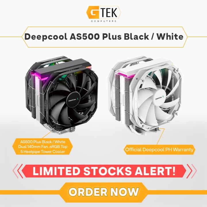 COD Deepcool AS500 Plus Black White Dual 140mm Fan 5 Heatpipe aRGB 5V ...