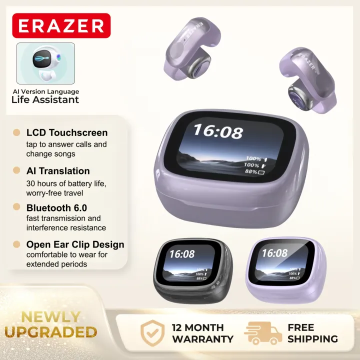 Lenovo ERAZER XF28 Ear Clips AI Translator Earphones Bluetooth V6.0 ...