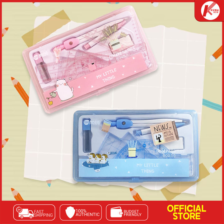 Kuba Geometry Compass Set Triangle, Protractor & Ruler Math Drawing ...