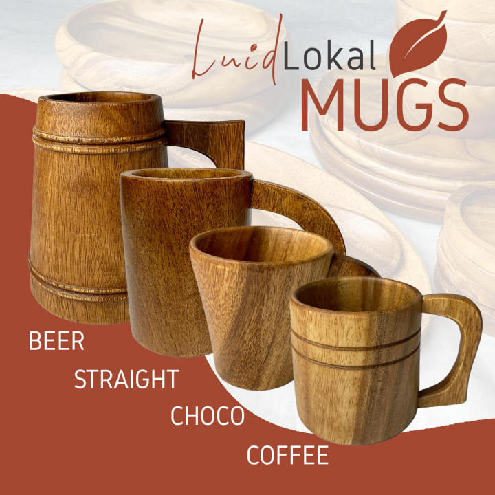 Luid Lokal Mugs Beer Tankard Straight Coffee Choco Acacia Wood | Lazada PH