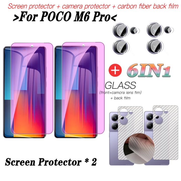 6 In 1 Poco M6 Pro 5G/4G Tempered Glass Poco M6 Pro 5G Screen Protector ...