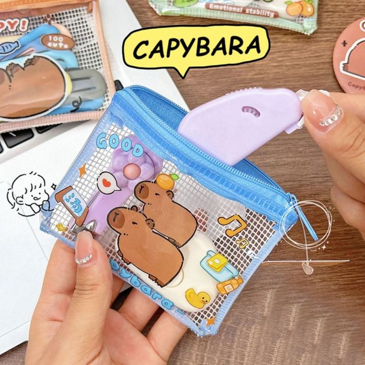SELENAAL Zipper Capybara Coin Purse Wallet Transparent Cartoon Capybara ...