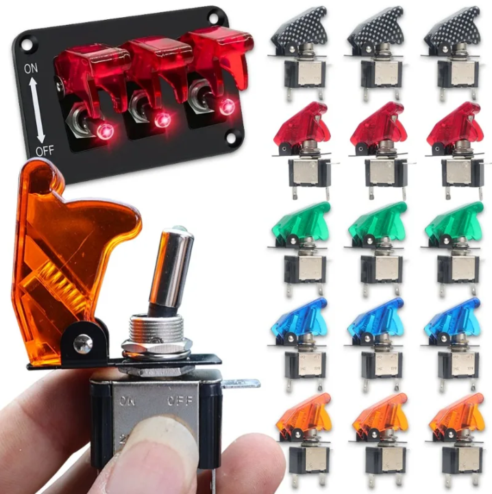 ASW-07D LED Car Modification Switch 12V 20A Auto Rocker Arm Toggle ...