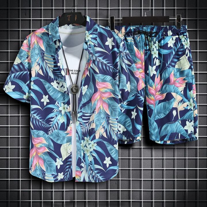 The new INS popular beach shirt suits, short-sleeved shirts and ...