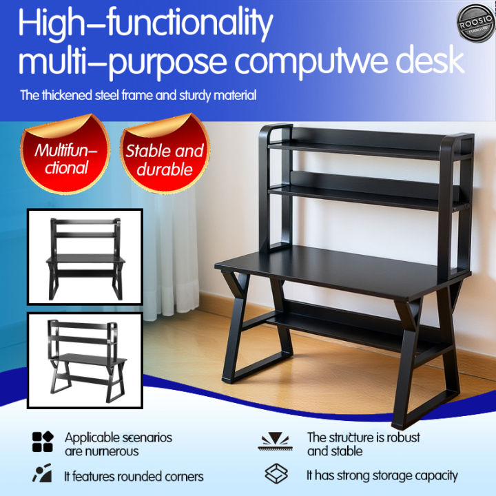 ROOSIO Preferred Furniture Computer Desk With Shelves For Home Office ...
