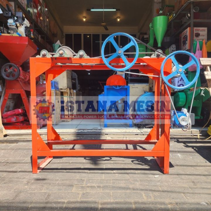 MESIN PEMINTAL PEMBUAT TALI SABUT KELAPA 4 BARIS COMPLETE MOTOR ...