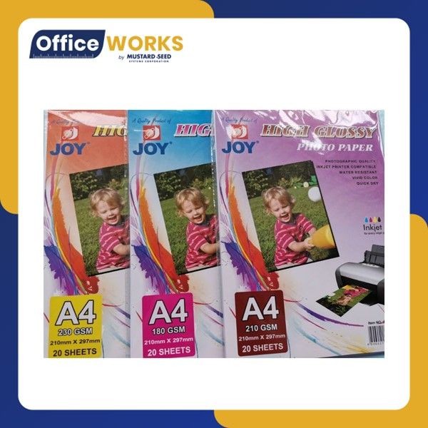 Joy JGP-230 Photo Paper Glossy Finish A4 20's / Glossy Photo Paper ...