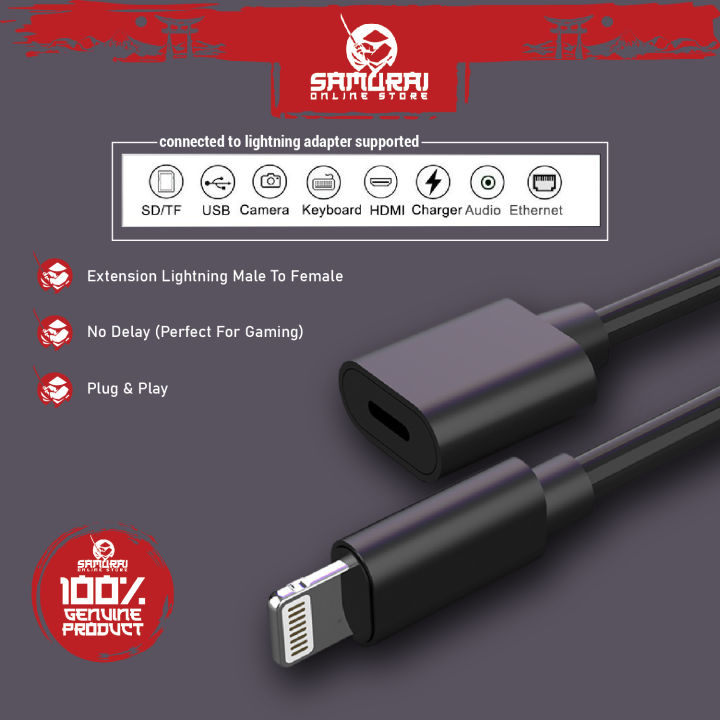 Extension Cable lightning male to female-game-live stream-movie-otg ...