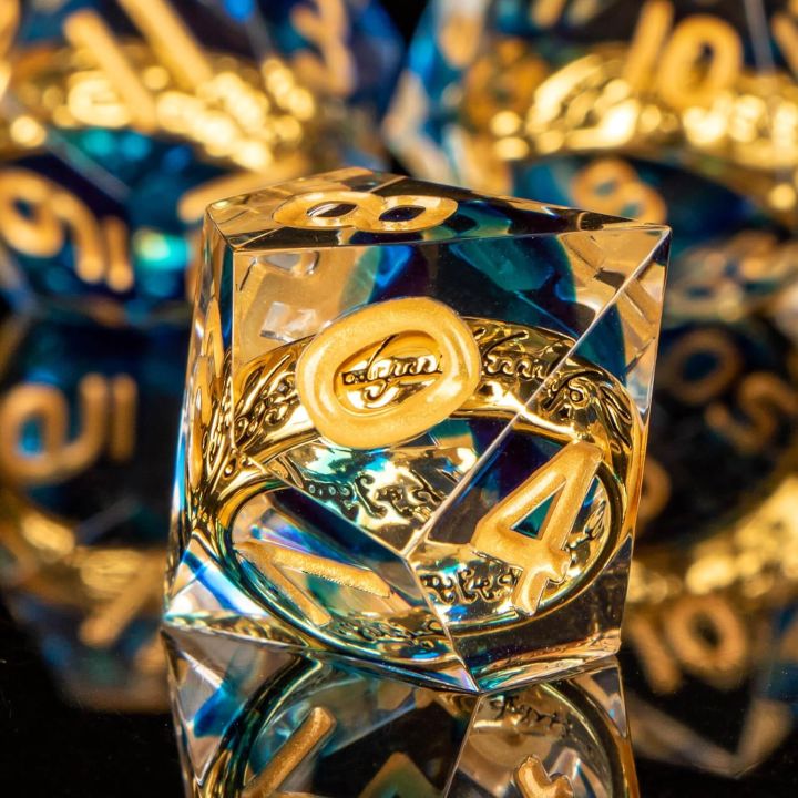 OUKELANWO Resin Sharp Edge Magic Lord of The Rings DND Dice, 7 Piece ...