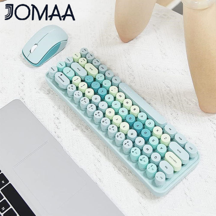 Joa And Mofii Mixed Colors Mini 2 4g Wireless Keyboard Set With Round Keyboard And Mouse Combo