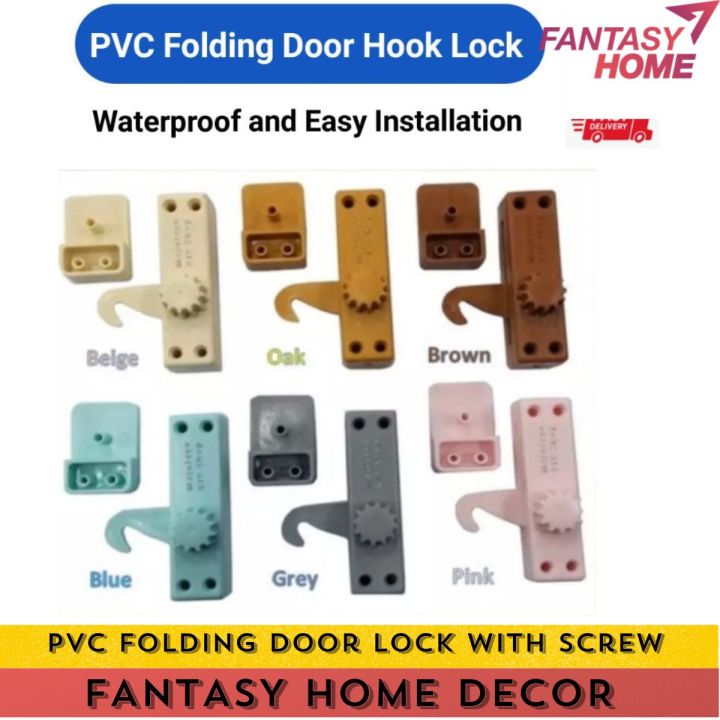 PVC Folding Door Lock With Screw /PVC HOOK LOCK/ PENUTUP Pintu Lipat ...
