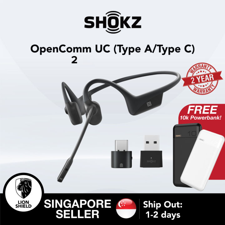 (SG) SHOKZ OpenComm 2 UC Bone Conduction Open-Ear Wireless Headphones ...