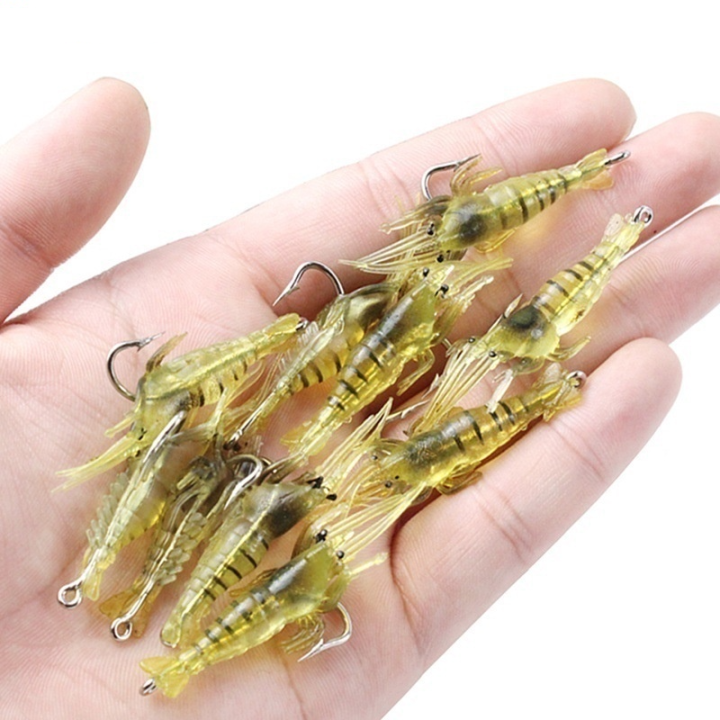 4cm/1.3g Soft Shrimp Bait Simulation Prawn Fishing Lures Bass Crank ...