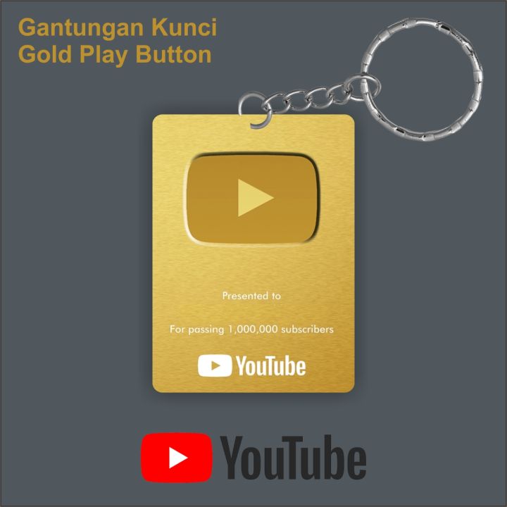 Gantungan Kunci Play Button Youtube - Gold Play Button Youtubee ...