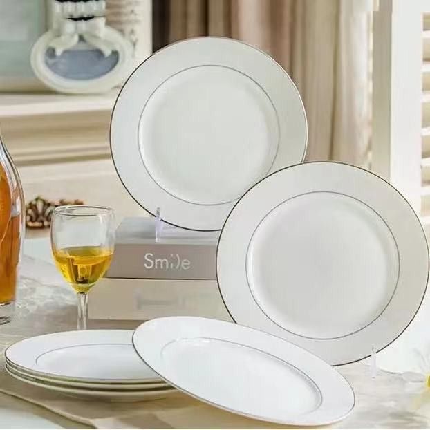 SILVER LINE CERAMIC PLATE DINNERWARE PLAIN PLATE BOWL | Lazada PH