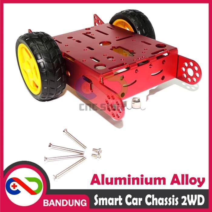 [KIT-0008] SMART CAR CHASSIS 2WD ALUMINIUM ALLOY ROBOT RED WHEEL LINE ...