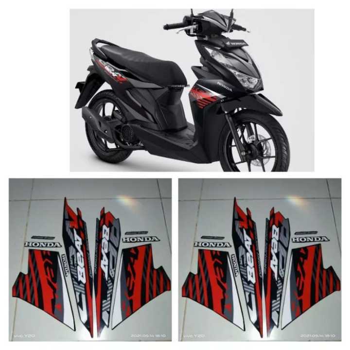 Stiker sticker striping Lis les polet body motor honda beat 2022 hitam ...