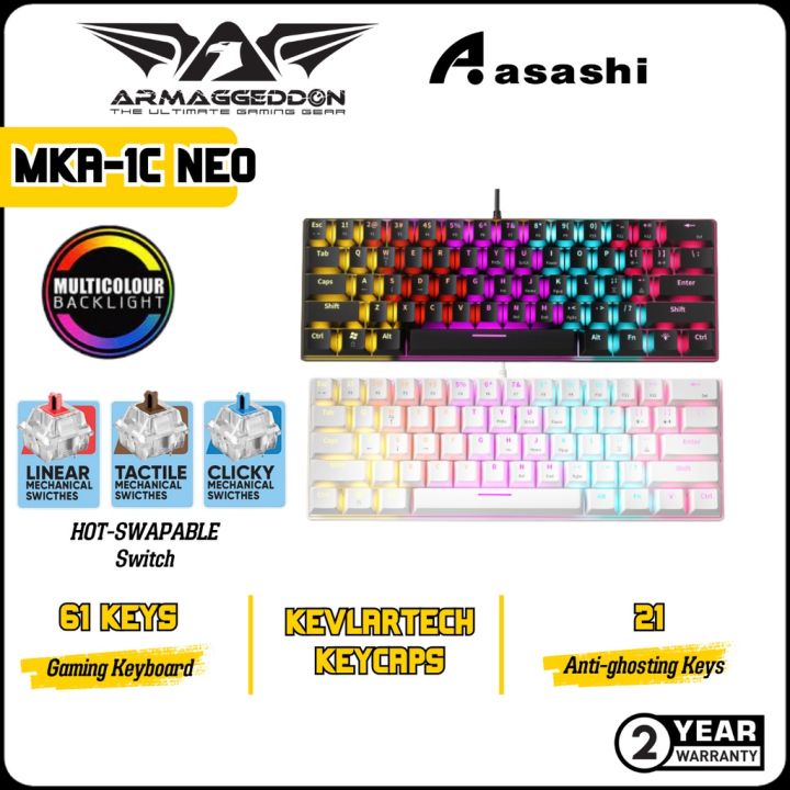 Armaggeddon MKA-1C Neo (61 Keys) Clicky / Tactile / Linear Mechanical ...