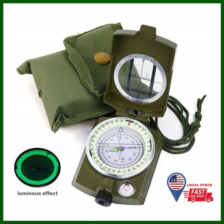 READY STOCK Kompas Military Compass Lensatic Sighting Waterproof Hiking ...