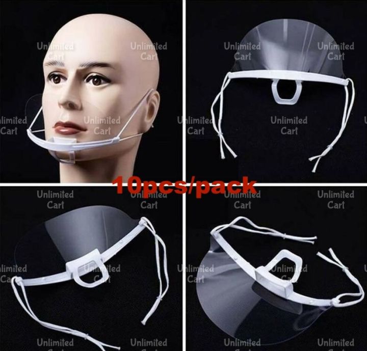 10pcs Clear Mouth Shield Food Protection Face Mask Anti-Fog Transparent ...