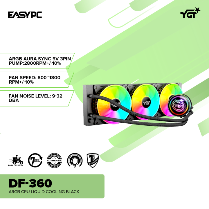 EasyPC | YGT DF-360 ARGB CPU Liquid Cooling Black, White or Pink CPU ...