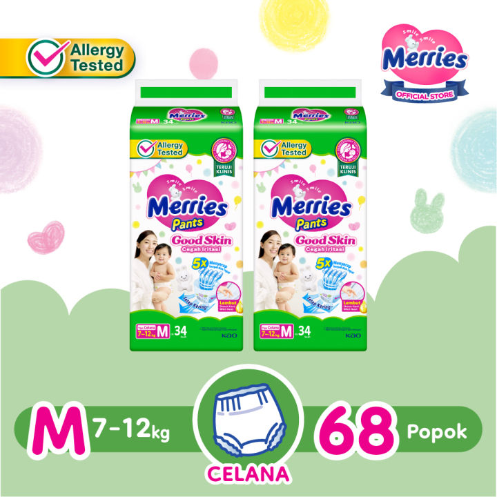 Merries Popok Bayi Good Skin Pants M (7 - 12kg) - 34 x 2 - Isi 68 ...