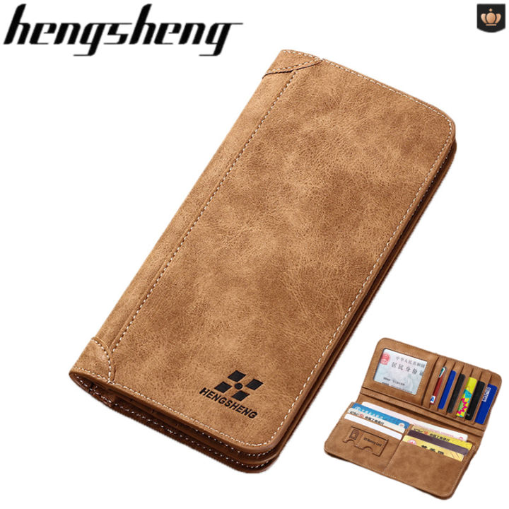 HENGSHENG Men Wallet Vintage PU Leather Frosted Long Wallets Coin ...