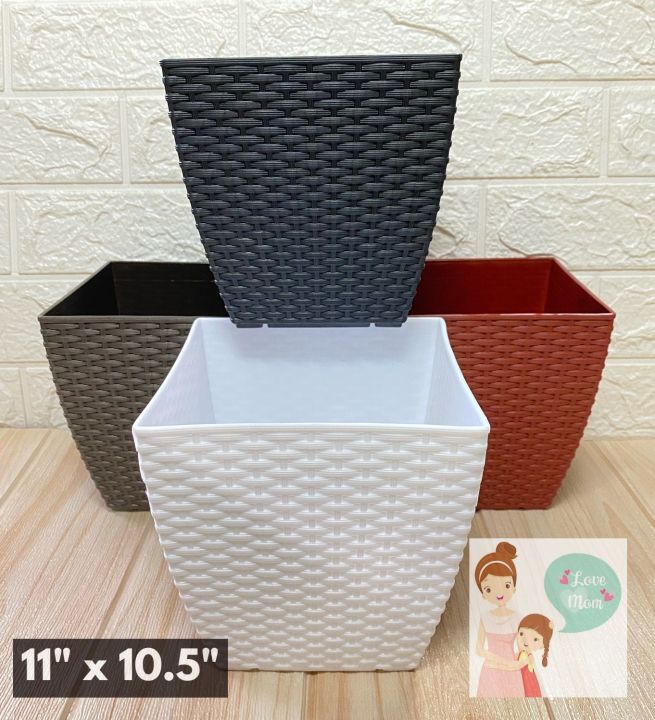 Rattan Square Pot (EXTRA LARGE) 11"D x 10.5"H #590 | Plastic Pots for ...