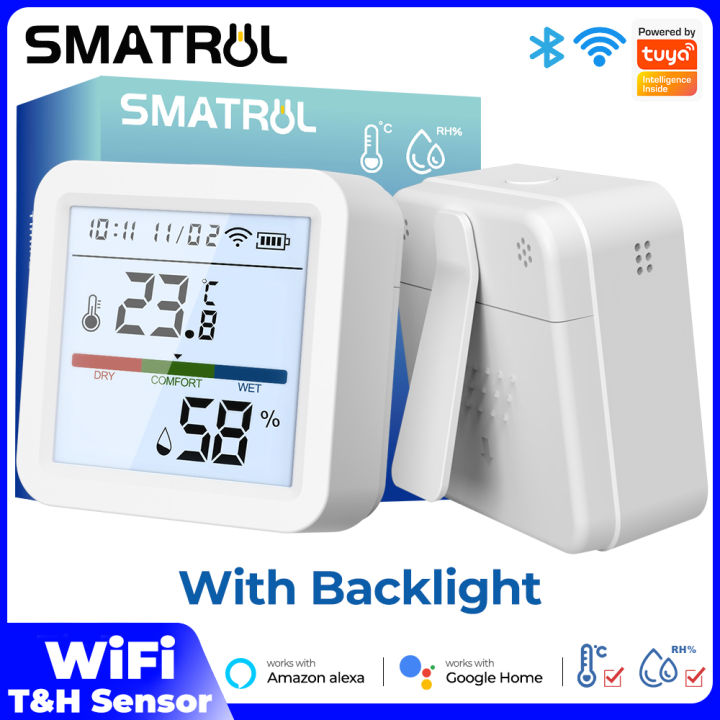 SMATRUL Tuya/Smart Life App Wifi Smart Temperature And Humidity Sensor ...
