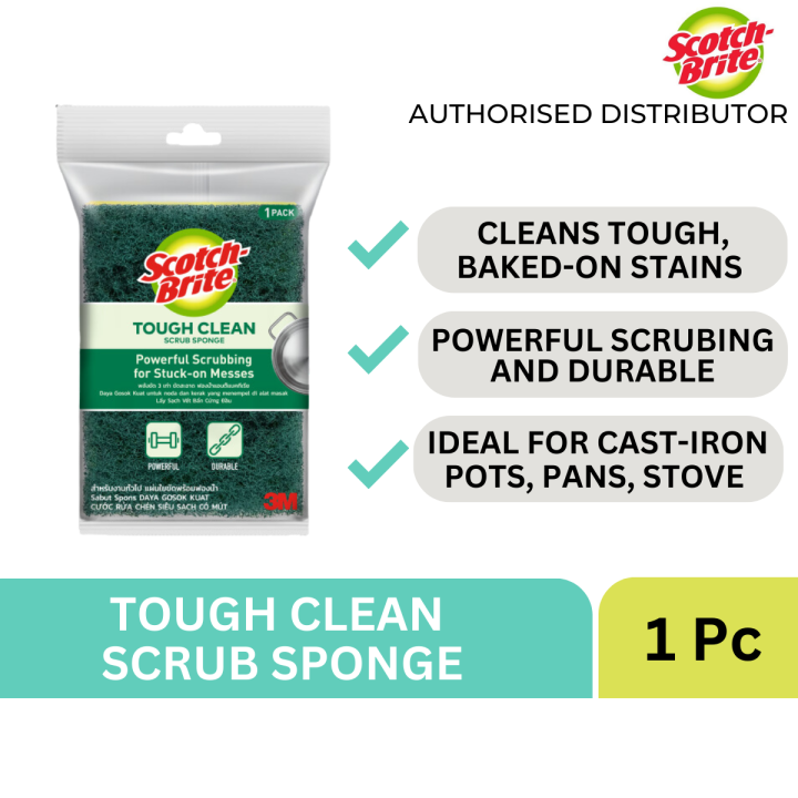 3M Scotch Brite Tough Clean Scrub Sponge Heavy Duty 1 Pc/ Pack | Lazada ...
