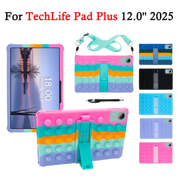 For Techlife Pad Plus 12.0 inch 2025 Soft Silicone Bubble Stand Kids ...