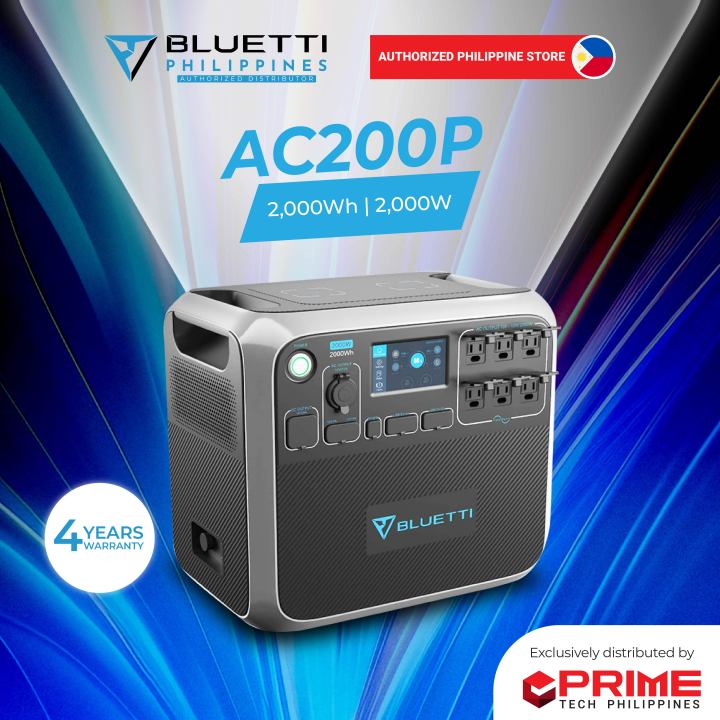 BLUETTI AC200P 2000W Portable Power Station 2000Wh LiFePO4, 17 Outputs, Fast Charging, Solar ...