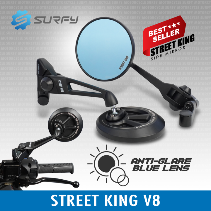 Street King Side Mirror V8 Round New Version HD Clear Blue Lens 15*15cm ...