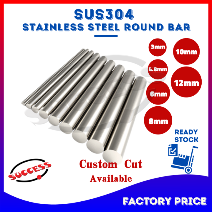 SUCCESS SUS304 Stainless Steel Rod Round Bar Round Shaft Solid Rod ...