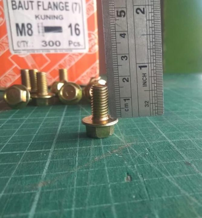 Siladamas 3 pcs Baut M8x16 Flange Bolt Kuning (Baut Topi) Step | Lazada Indonesia