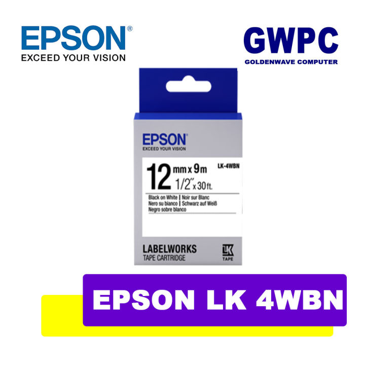 Epson LK-4WBN - 12mm Black on White Tape LK 4WBN LK4WBN | Lazada PH