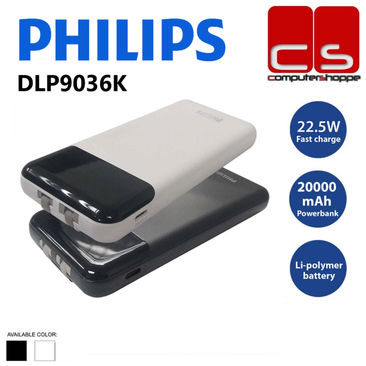 Philips 20000mAh Fast Charge with Two Built-in Lightning and Type C ...